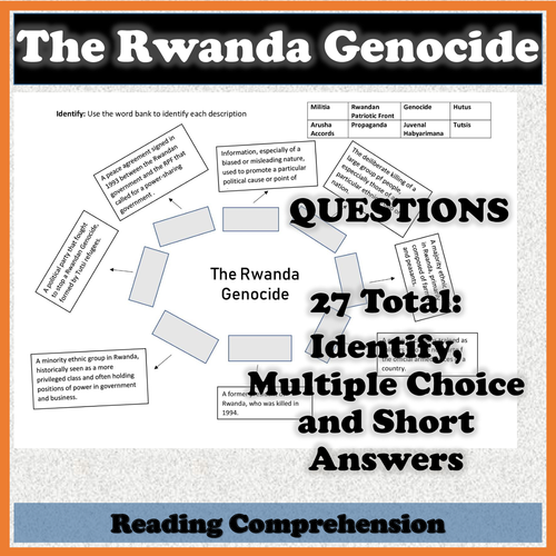The Rwanda War and Genocide Reading Comprehension Worksheet | Teaching ...