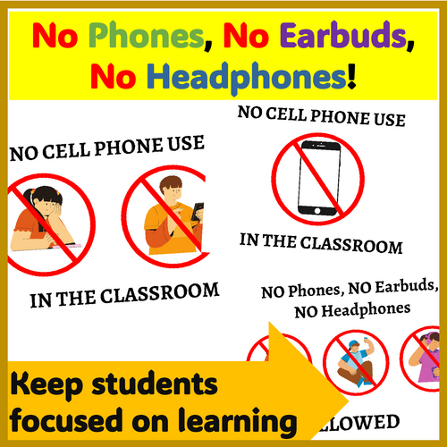 13 Back to School Classroom Posters - No Phones, No Earbuds, No ...