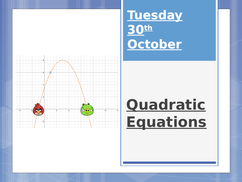 Introduction to quadratic equations - GCSE Maths | Teaching Resources