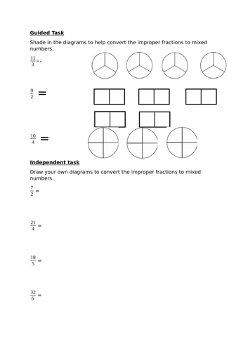 Improper fractions and mixed numbers | Teaching Resources