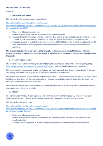 Pornography - Making Safe and Healthy Choices | Teaching Resources