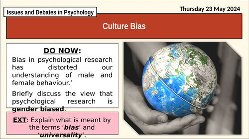 A-Level Psychology - CULTURE BIAS [Issues and Debates] | Teaching Resources