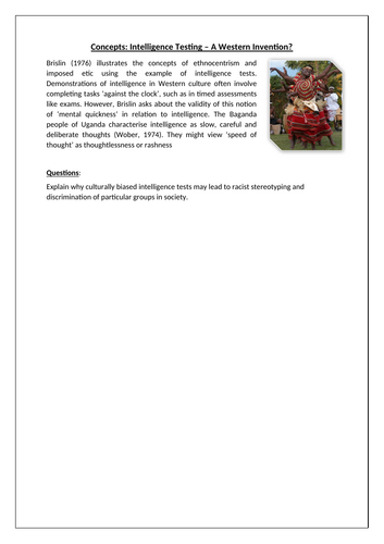 A-Level Psychology - CULTURE BIAS [Issues and Debates] | Teaching Resources