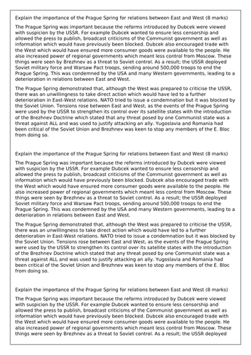 Lesson 5 and 6 The Prague Spring 1968 | Teaching Resources