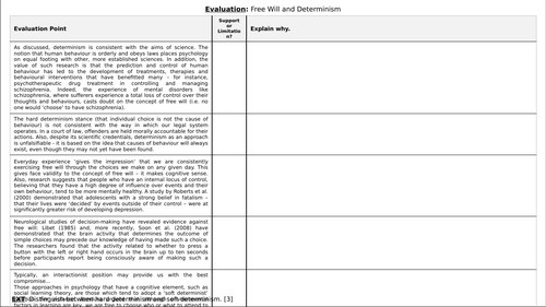 A-Level Psychology - FREE WILL AND DETERMINISM [Issues and Debates in ...