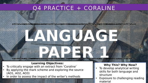 AQA GCSE English Language P1 Q4 Revision- Coraline | Teaching Resources