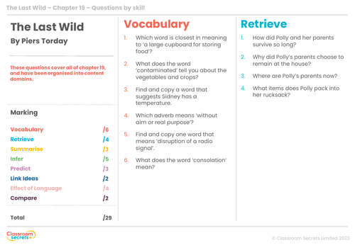 Reading Skills - The Last Wild - Chapter 19 | Teaching Resources