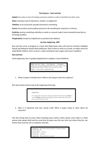 The Empress GCSE Scheme of Work [EXPAND] | Teaching Resources