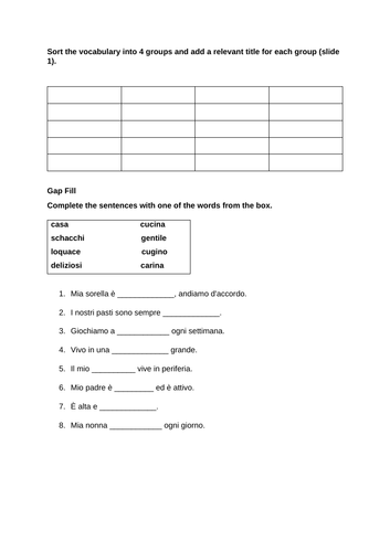 Italian GCSE review - Family | Teaching Resources