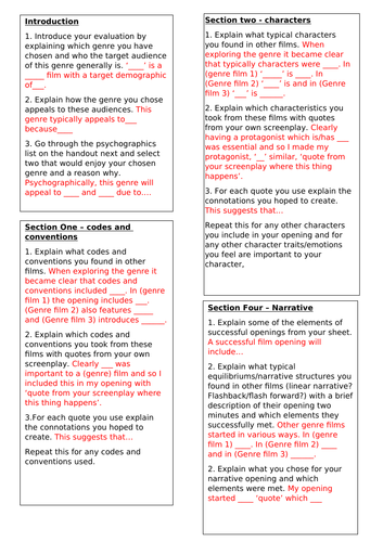 Week 7 and 8 GCSE Film Studies Screenplay Unit Eduqas | Teaching Resources