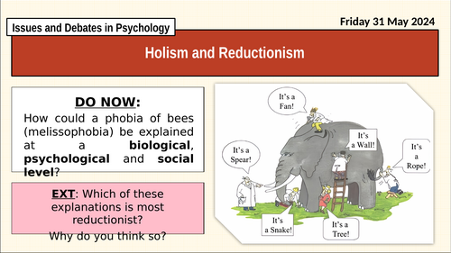 A-Level Psychology - HOLISM AND REDUCTIONISM [Issues and Debates ...