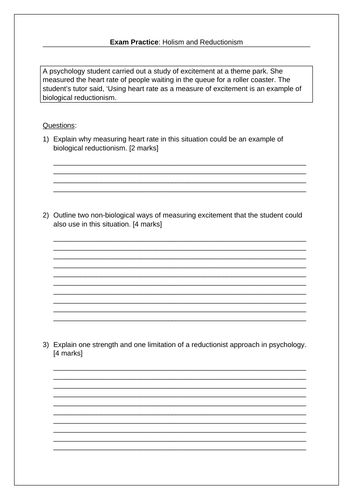 A-Level Psychology - HOLISM AND REDUCTIONISM [Issues and Debates ...