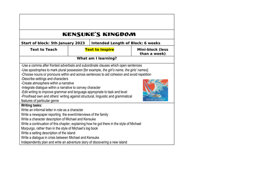 Kensuke's Kingdom Planning Y5 | Teaching Resources