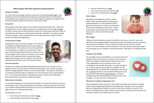 Boys' Puberty PSHE | Teaching Resources