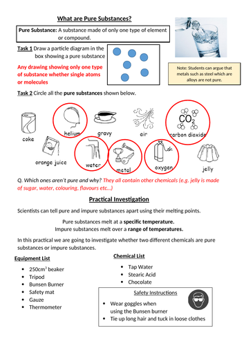 Pure Substances (Including Practical Investigation) | Teaching Resources