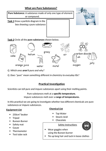Pure Substances (Including Practical Investigation) | Teaching Resources