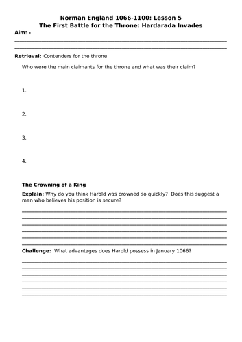 AQA NORMAN ENGLAND 1066-1100: Lesson 4: Battle of Fulford Gate | Teaching Resources