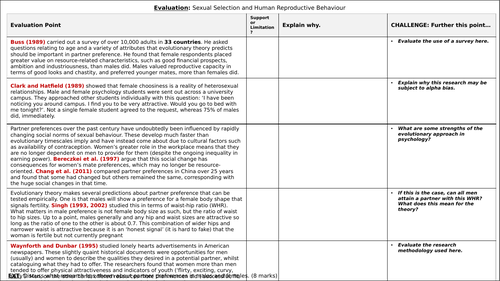 A-Level Psychology - SEXUAL SELECTION & HUMAN REPRODUCTIVE BEHAVIOUR ...