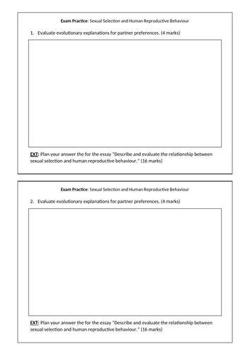 A-Level Psychology - SEXUAL SELECTION & HUMAN REPRODUCTIVE BEHAVIOUR ...