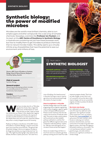 Synthetic biology: the power of modified microbes | Teaching Resources