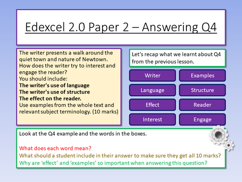 Edexcel 2.0 Q4 Language and Structure | Teaching Resources
