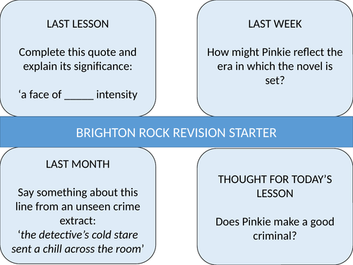 Brighton Rock Revision: AQA English Literature B | Teaching Resources