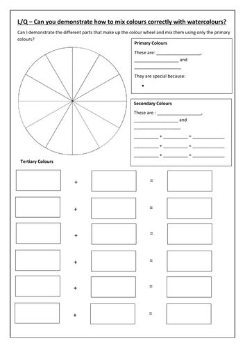 Colour Wheel Worksheet | Teaching Resources