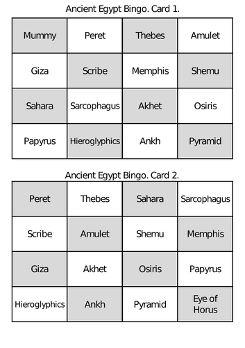 Ancient Egypt BINGO! for up to 32 players | Teaching Resources