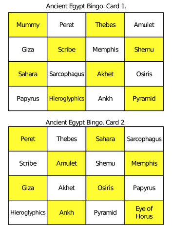 Ancient Egypt BINGO! for up to 32 players | Teaching Resources