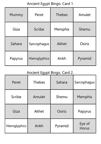 Ancient Egypt BINGO! for up to 32 players | Teaching Resources