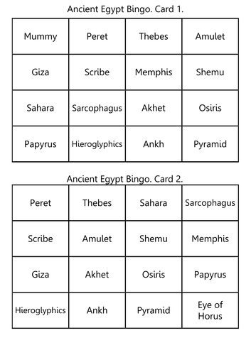Ancient Egypt BINGO! for up to 32 players | Teaching Resources