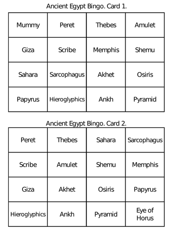 Ancient Egypt BINGO! for up to 32 players | Teaching Resources