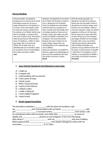 Year 9 unit 10. GCSE SPANISH: Rutina diaria y tecnología (Past/Present ...
