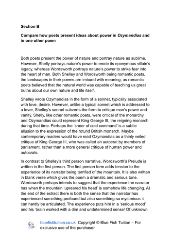 Grade 9 (30/30) essay comparing Ozymandias and The Prelude | Teaching ...