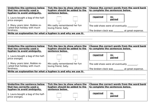 Using Hyphens to avoid Ambiguity Yr6 | Teaching Resources Using Hyphens to avoid Ambiguity Yr6 | Teaching Resources