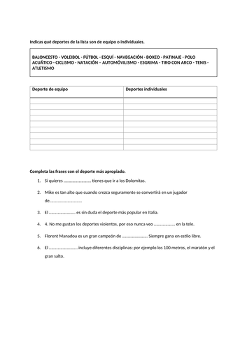 Spanish - Sport (including football vocab) | Teaching Resources