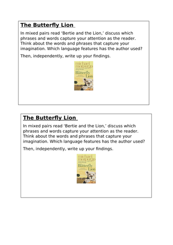 The Butterfly Lion Reading Resources | Teaching Resources