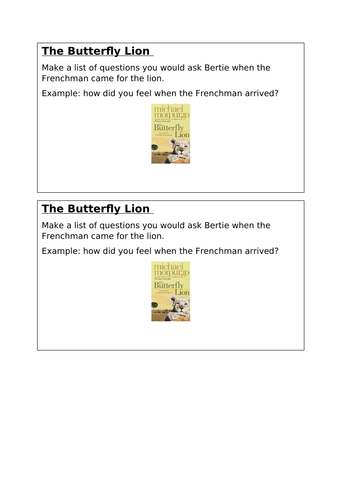 The Butterfly Lion Reading Resources | Teaching Resources