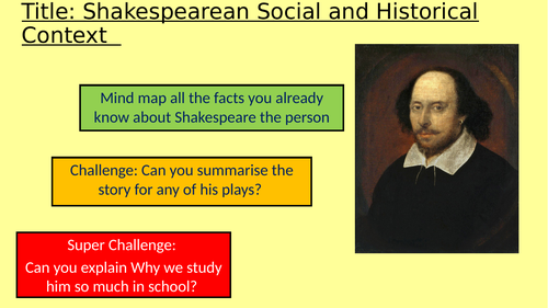 Shakespeare Historical Context | Teaching Resources