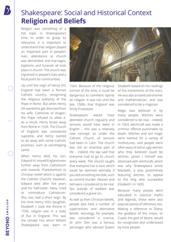 Shakespeare Historical Context | Teaching Resources