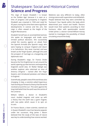 Shakespeare Historical Context | Teaching Resources