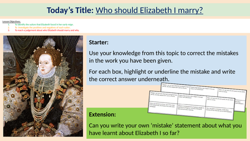 8. Elizabeth I - Marriage | Teaching Resources