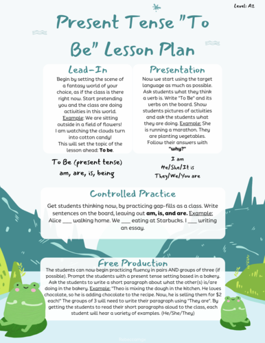 Verbs "To Be" Lesson Plan A2 Level | Teaching Resources