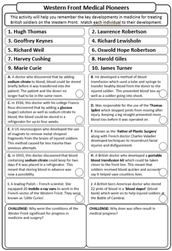 GCSE History - Medicine Historic Environment Western Front Revision ...
