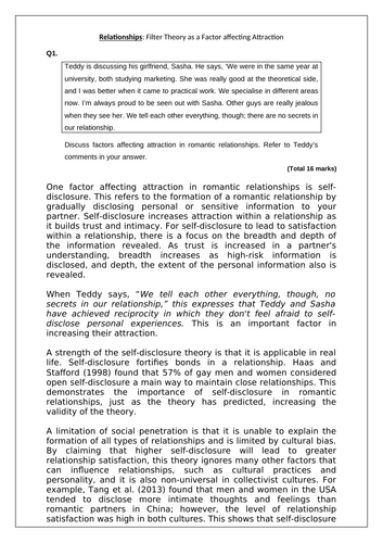 A-Level Psychology - FILTERY THEORY AS A FACTOR AFFECTING ATTRACTION ...