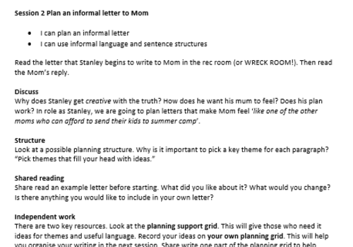 Holes, formal and informal letters | Teaching Resources