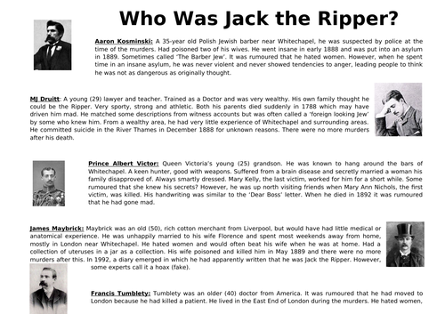 Jack the Ripper KS3 History Mystery BUNDLE! | Teaching Resources