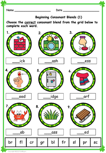 St Patricks Day Consonant Blends Phonics Worksheets | Teaching Resources