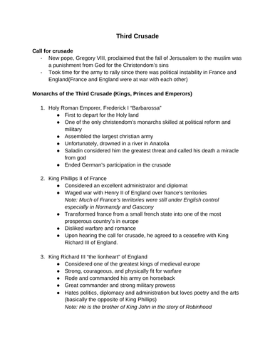 The Third Crusade (King Richard The Lionheart's Crusade) History of ...