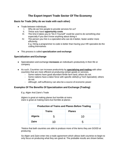 Export Import Trade Sector Of The Nation's GDP Basic Economics ...
